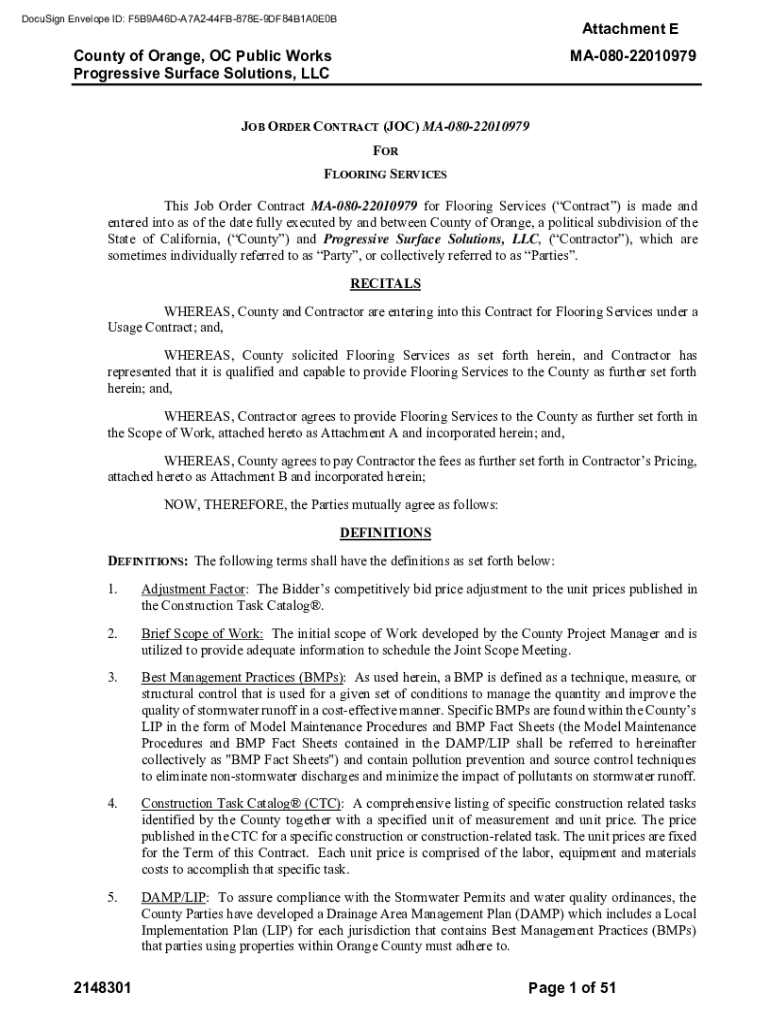 Fillable Online Job Order Contract MA-080-22010979 for Flooring ...