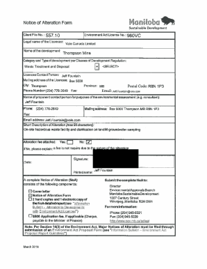 Fillable Online Notice of Alteration ApprovalEnvironment Act Licence ...