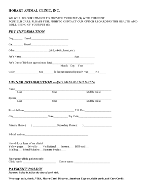 Fillable Online Emergency Pet Sign In Sheet Fax Email Print - pdfFiller