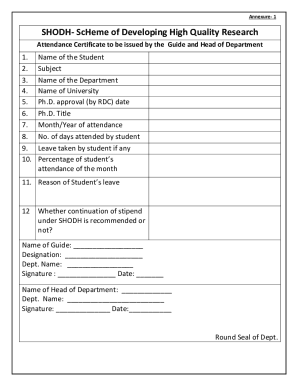 Fillable Online SHODH- ScHeme of Developing High Quality Research Fax ...