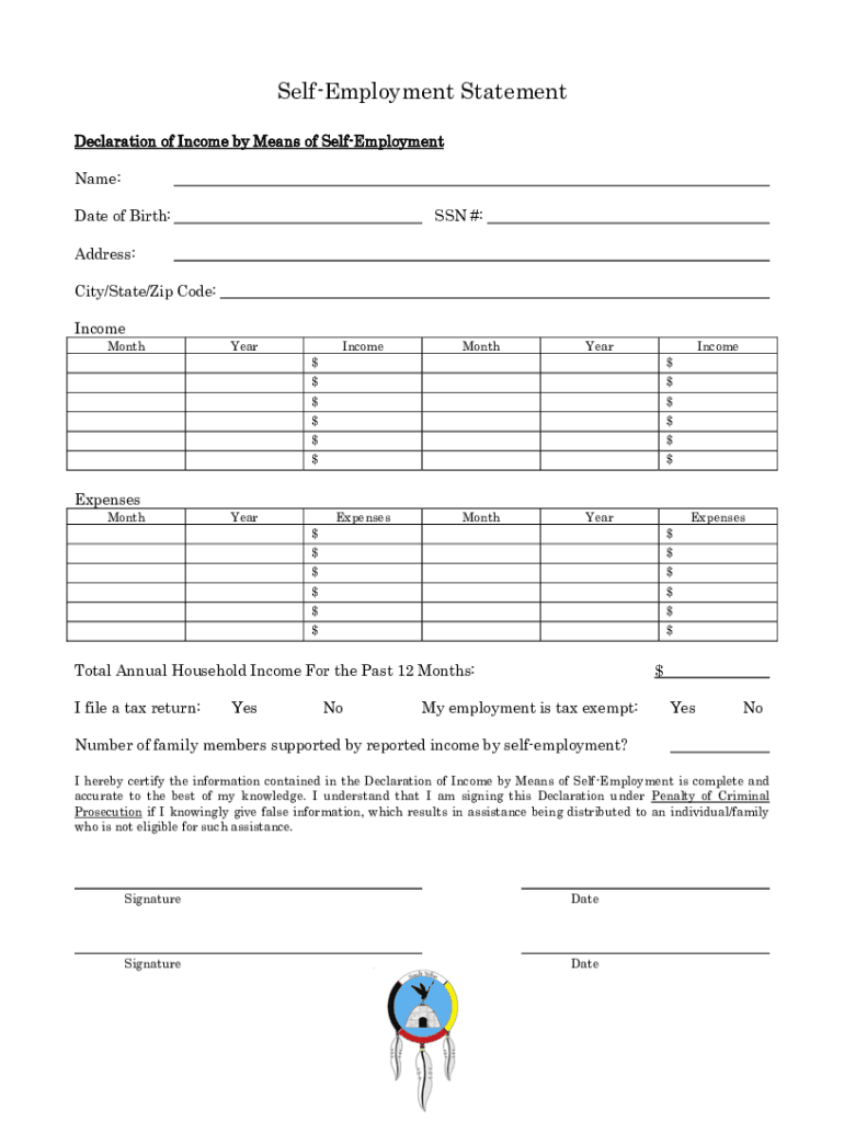 Fillable Online Self-Employment Statement Fax Email Print - pdfFiller