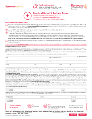 Fillable Online Savings Program Medical Benefit Rebate Form - SPRAVATO ...