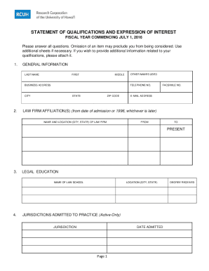 Fillable Online STATEMENT OF QUALIFICATIONS AND EXPRESSION ... Fax Email Print - pdfFiller