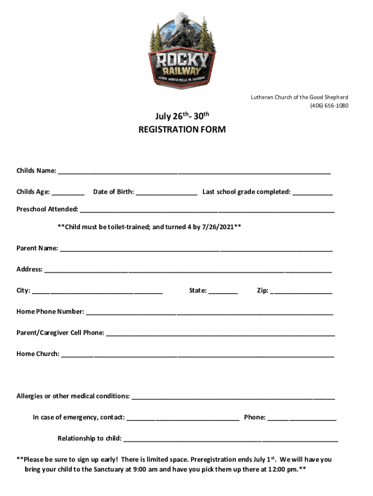 Fillable Online REGISTRATION FORM VBS.docx Fax Email Print - pdfFiller
