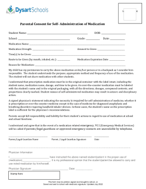 Fillable Online Middle/Upper Consent to Administer Medication at School ...