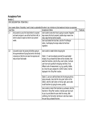 Fillable Online Acceptance Criteria Form EPIC DESCRIPTION Fax Email ...