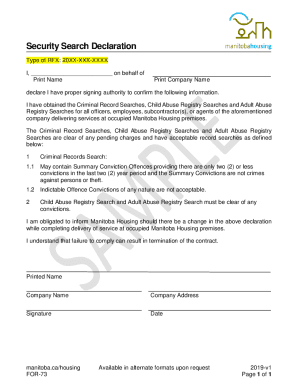 Fillable Online Manitoba Housing Procurement Standards Security Search ...