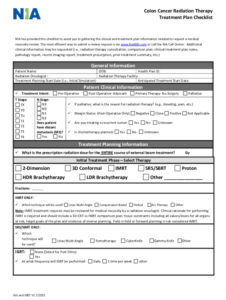 Fillable Online Treatment Plan Checklist Fax Email Print - pdfFiller