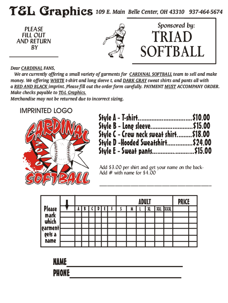 Fillable Online softball - triad Fax Email Print - pdfFiller
