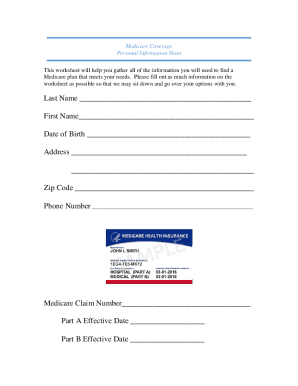 Fillable Online Medicare Worksheet Fax Email Print - pdfFiller
