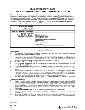 Fillable Online cme written agreement for commercial support Fax Email ...