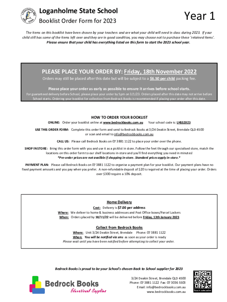 Fillable Online loganholmess eq edu Loganholme SS 2023 Booklist Order ...