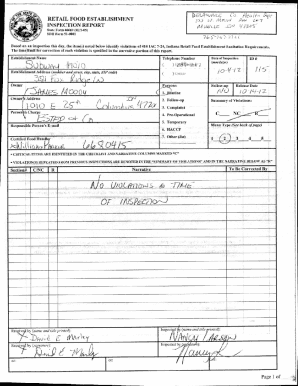 Fillable Online Food safety - your responsibilities: Food inspections ...
