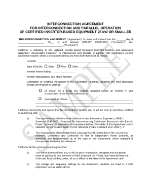 CUSTOMER INTERCONNECTION AGREEMENT - puco ohio Doc Template | pdfFiller