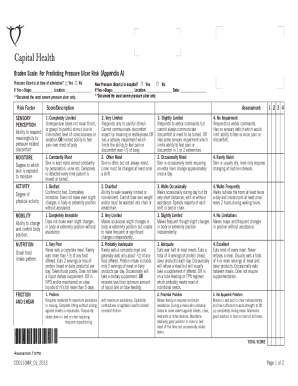 Fillable Online Braden Scale: For Predicting Pressure Ulcer Risk ...