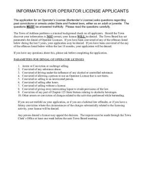 Fillable Online Operator's License Application Fax Email Print - pdfFiller