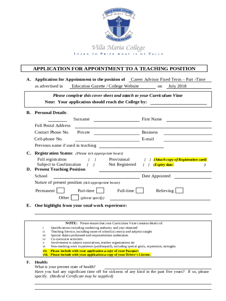 Application-for-a-Teaching-Position-HOD ... - Education Gazette Doc ...