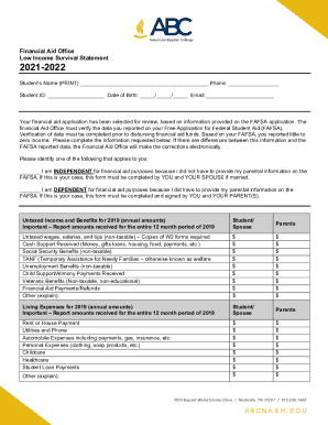 Fillable Online 2021-2022 Low Income Survival Statement Fax Email Print ...