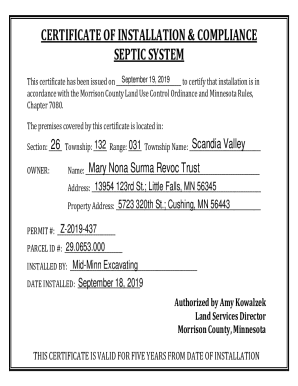 Fillable Online Certificate of Installation Sample Clauses Fax Email ...