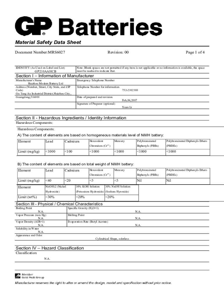 Fillable Online PREPARATION OF SAFETY DATA SHEETS FOR ... Fax Email ...