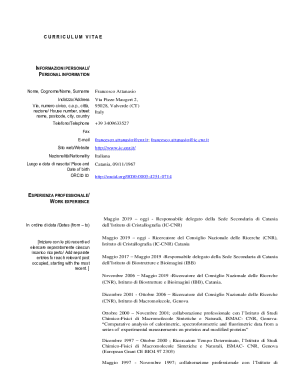 Fillable Online European Curriculum Vitae Format - Francesco Attanasio ...