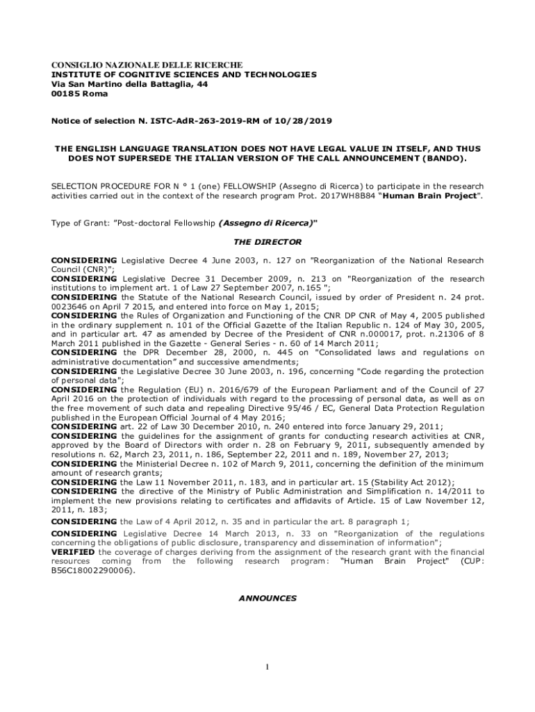 Fillable Online bandi urp cnr activities carried out in the context of the research program Prot ...