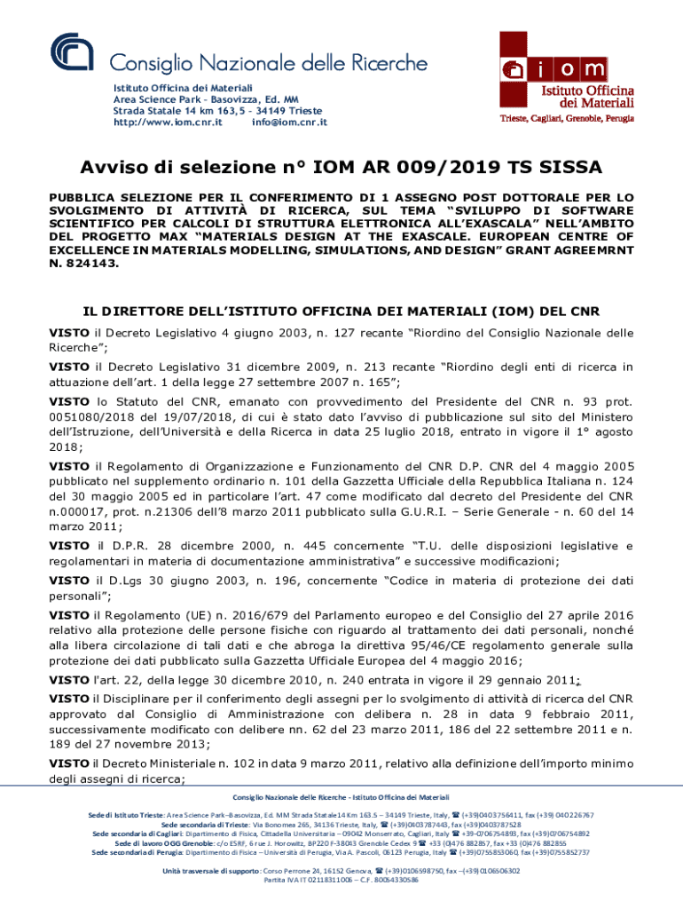 Compilabile Online bandi urp cnr QE-users Post-Doc in QE development ...