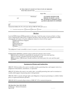 Fillable Online Ex Parte Motion For Order To Show Cause Regarding ...