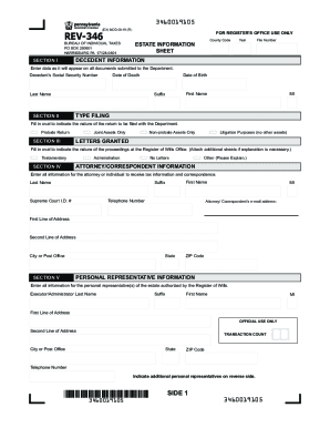 Fillable Online Estate Information Sheet (REV-346) Fax Email Print ...