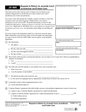 Fillable Online JV-466 Request to Return to Juvenile CourtJurisdiction ...