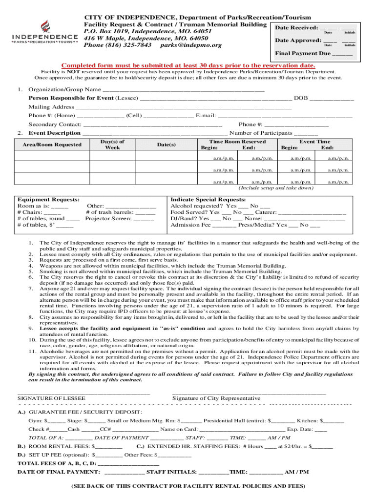 Fillable Online facility request form - palmer center Fax Email Print ...