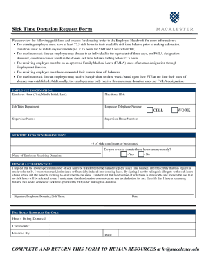 Fillable Online Sick Time Donation Request Form Fax Email Print - pdfFiller