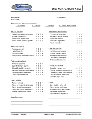 Fillable Online Role Play Feedback Sheet Fax Email Print - pdfFiller