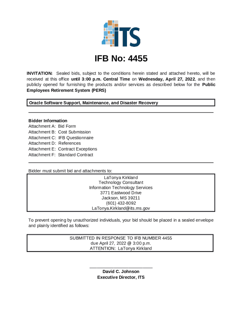 INVITATION FOR BIDS (IFB) FILES Sample Clauses - rfps its ms Doc ...