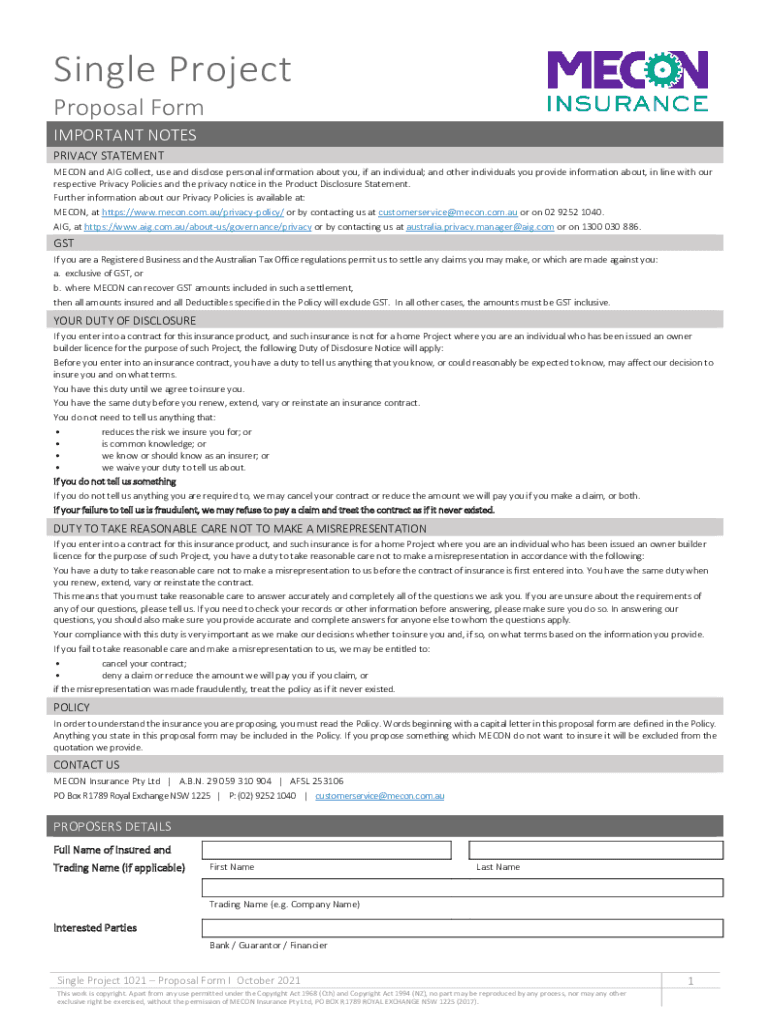 Fillable Online Single Project - Proposal Form Fax Email Print - pdfFiller