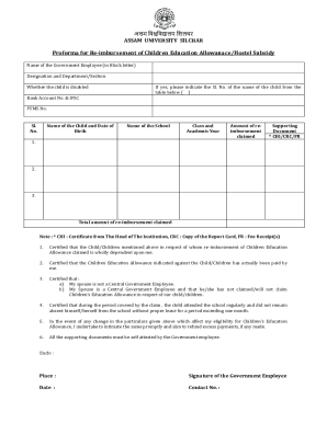 Fillable Online Proforma for Re-imbursement of Children Education ...