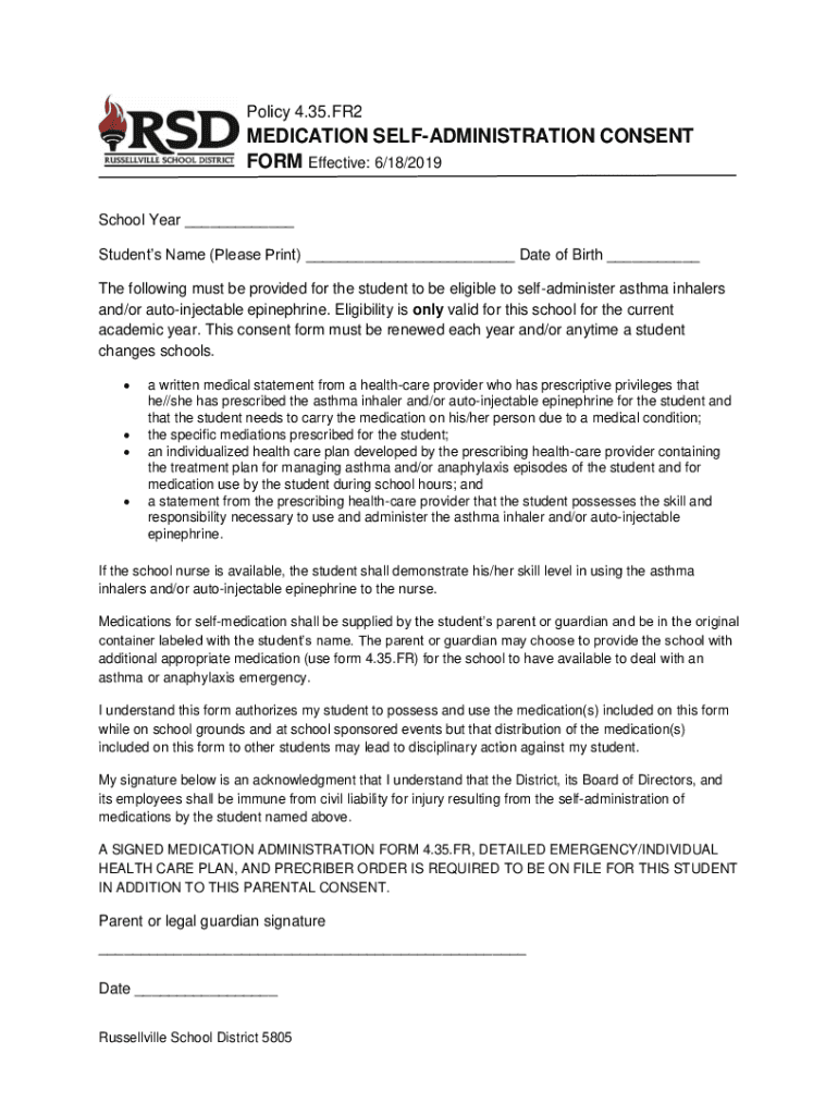 Fillable Online Medication Self-Administration Consent Form Fax Email Print - pdfFiller