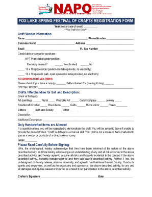 Fillable Online Craft Festival Application Page 1 Template Fax Email ...
