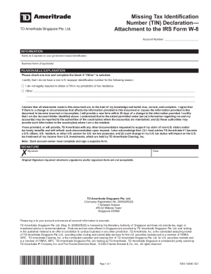 Fillable Online Missing Tax Identification Number (TIN ...