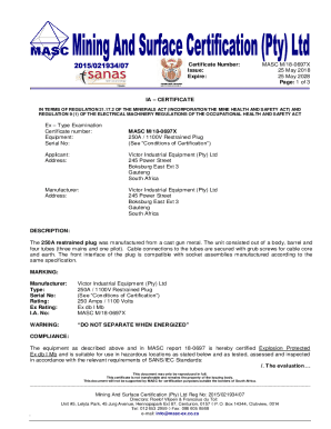 Fillable Online Certificate Number: MASC M/18-0697X Issue Fax Email ...