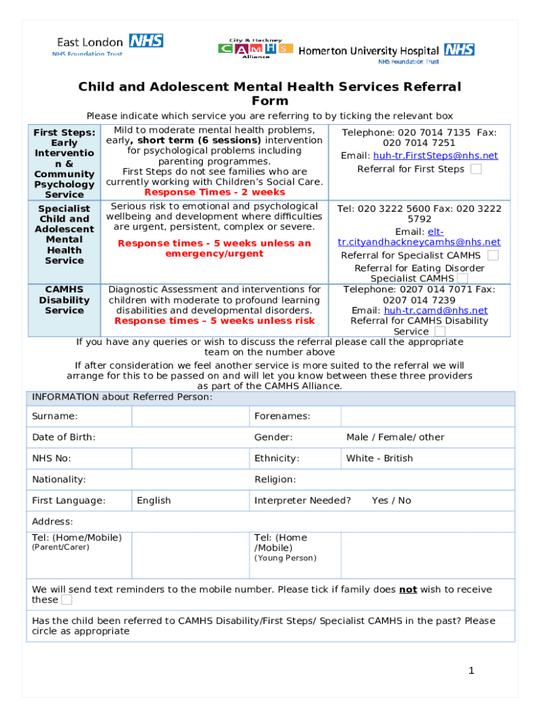 GOSH Tic Disorders Service Referral - cityandhackneycamhs org Doc ...