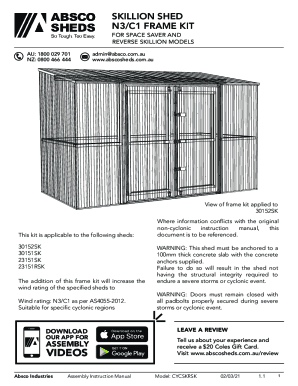 Fillable Online large gable shed n3/c1 frame kit Fax Email Print ...