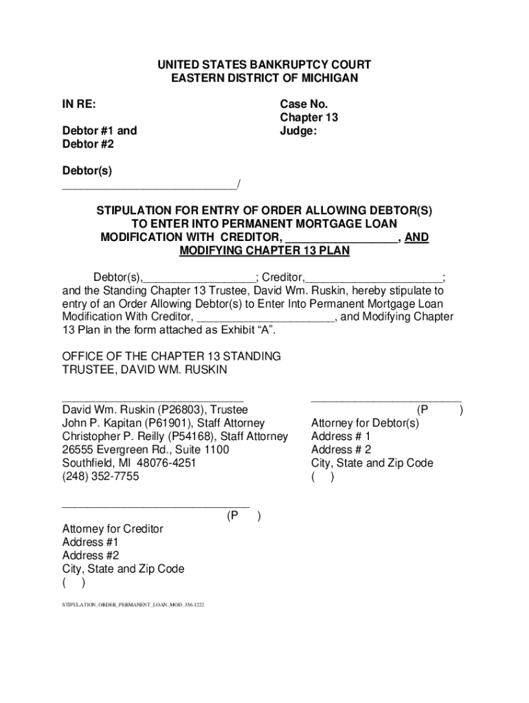 Fillable Online STIPULATION FOR ENTRY OF ORDER ALLOWING DEBTOR(S) Fax Email Print - pdfFiller