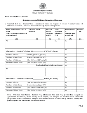 Fillable Online Reimbursement of Children Education Allowance 1 ...