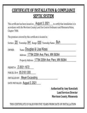 Fillable Online Certificate of Installation & Compliance Fax Email ...