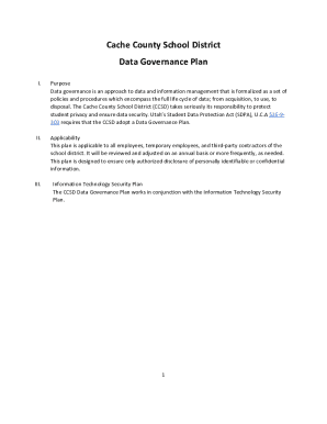 Fillable Online Cache County School District Data Governance Plan Fax ...