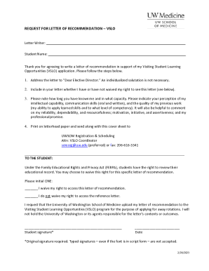 Fillable Online REQUEST FOR LETTER OF RECOMMENDATION VSLO Fax Email ...