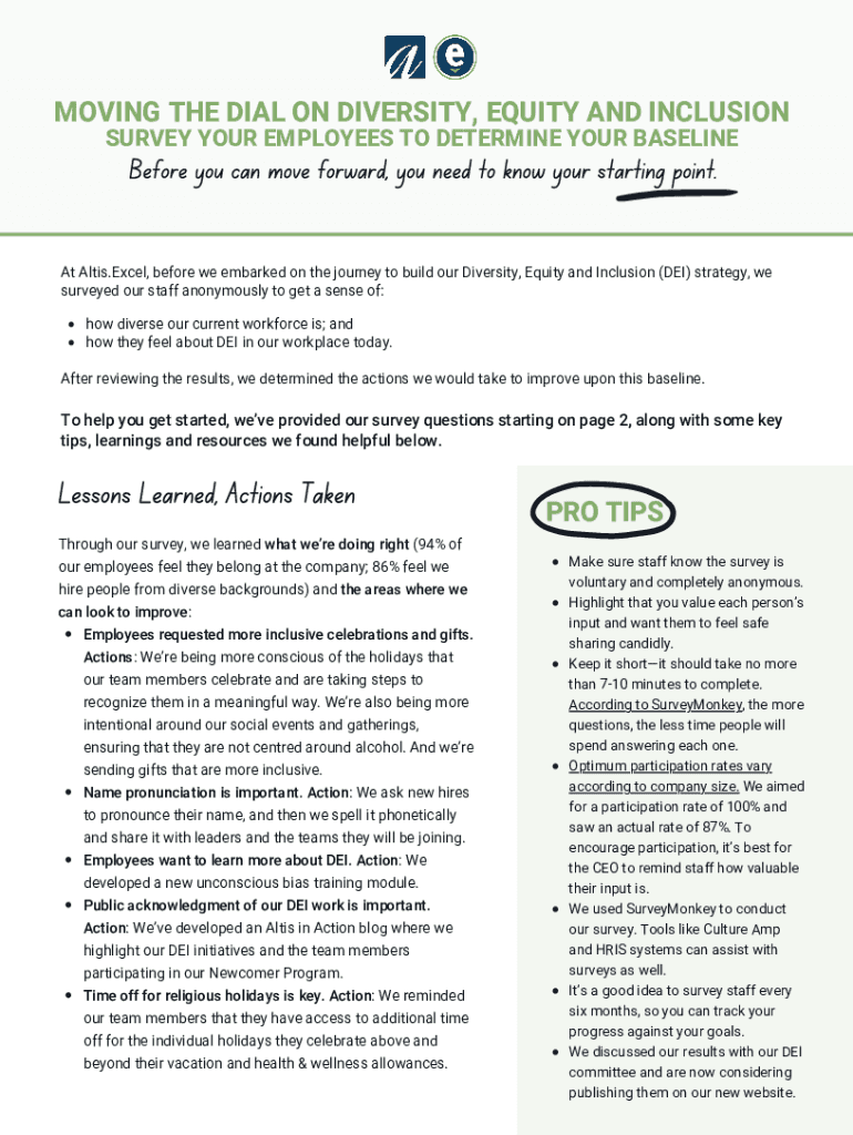 Fillable Online How to ask your employees about diversity and inclusion ...
