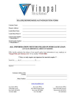 Fillable Online SELLERS/BORROWERS AUTHORIZATION FORM Fax Email Print ...