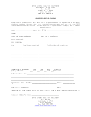 Fillable Online BROWN COUNTY PROBATION DEPARTMENT Courthouse, First ...